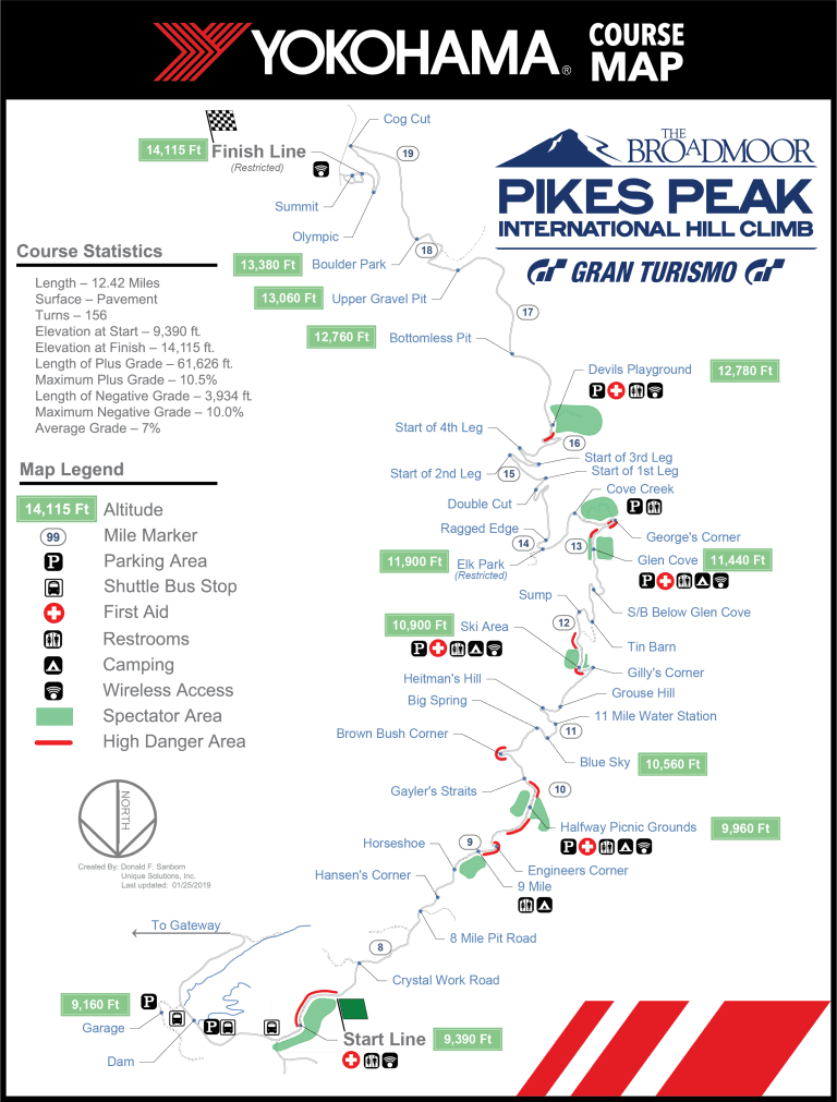 2019 Yokohama Course Map - Pikes Peak International Hill Climb